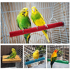 GAGILAND Parrot Bird Perch Stand Natural Wood Platform Bird Nail Trimmer Perch Paw Grinding Stick for Parakeet Cockatiels Lovebirds Bird Cage Accessories Random Color