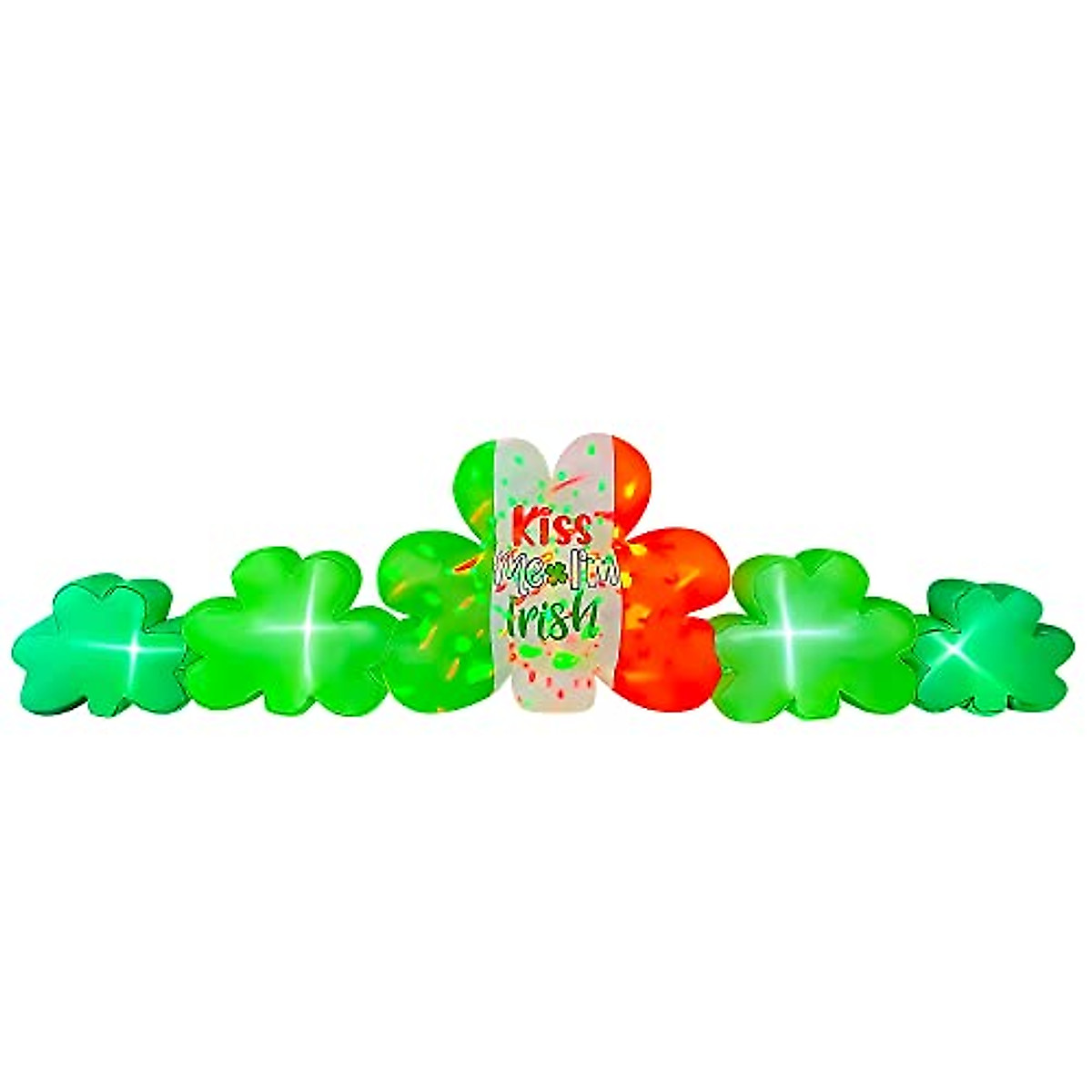 SEASONBLOW 10 Ft Wide Inflatable Kaleidoscope St. Patrick's Day Shamrocks Decoration with a Sparkling Cluster,Blow Up Cluster of Clovers for Home Yard Lawn Garden Indoor Outdoor Holiday Party