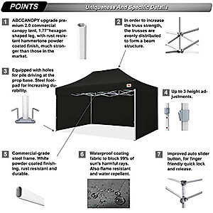 ABCCANOPY Premium Canopy Tent Commercial Instant Shade 10x15 Premium-Series, Black