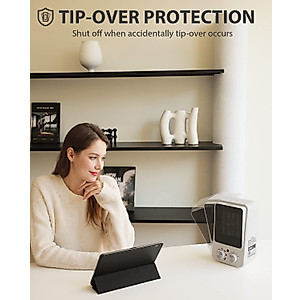 Small Space Heater White Electric Ceramic Heater 1500W, Mini Indoor Portable Heater with Tip-Over and Overheat Protection for Bedroom, Office and Desk