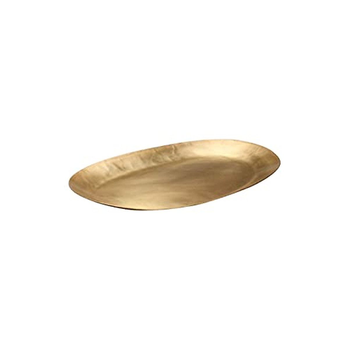 Serene Spaces Living Antique Oval Raw Brass Tray, Hammered Decorative Metal Tray Use as Holder for Accessories, Candles, Jewelry, Centerpiece for Kitchen or Dining Table, 17" Long, 11.5" Wide, 1" Tall