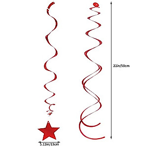 jiebor 30Pcs Red White and Blue Decorations Star Swirl Garland Banner Hanging for Memorial Day 4th Of July Independence Day Labor Day Home Party Decorations