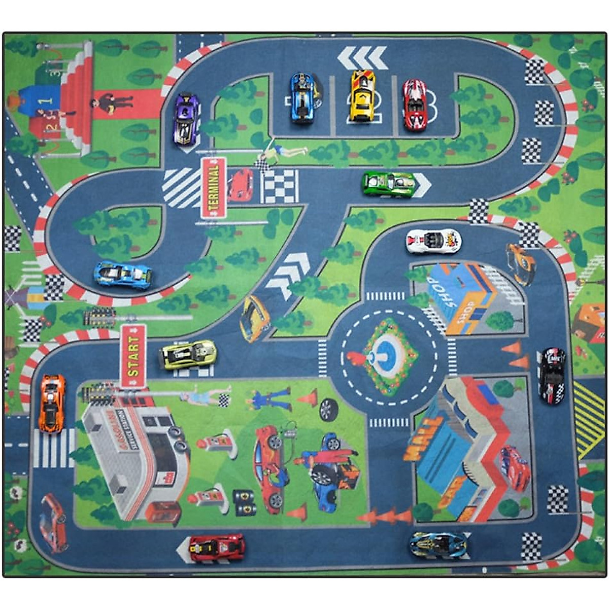 Road Playmat Toy,Kids Carpet Playmat,Great for Playing with Cars and Toys,Children Educational Road Traffic Play Mat- Learn and Have Fun Safely