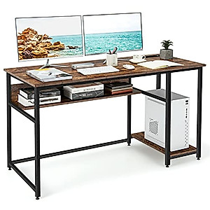 MJWDP 55 Inch Computer Desk Home Office Computer Workstation with Power Outlet and USB Port