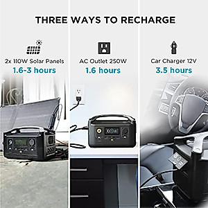 EF ECOFLOW RIVER 288Wh Portable Power Station,3 x 600W(Peak 1800W) AC Outlets & LED Flashlight, Fast Charging Silent Solar Generator (Solar Panel Optional) for Emergencies Home Outdoor Camping RV