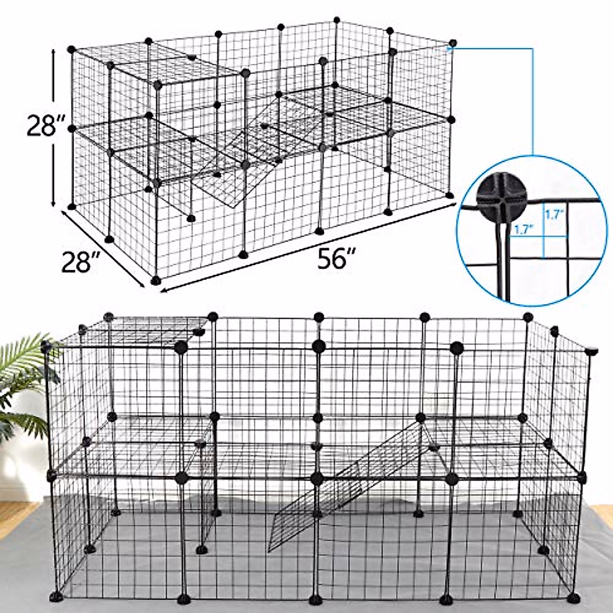 Pet Playpen Small Animals Cage Portable DIY Metal Wire Yard Fence for Rabbits,Guinea Pigs,Bunny,Puppy,Hamsters Crate Kennel 36 Panels