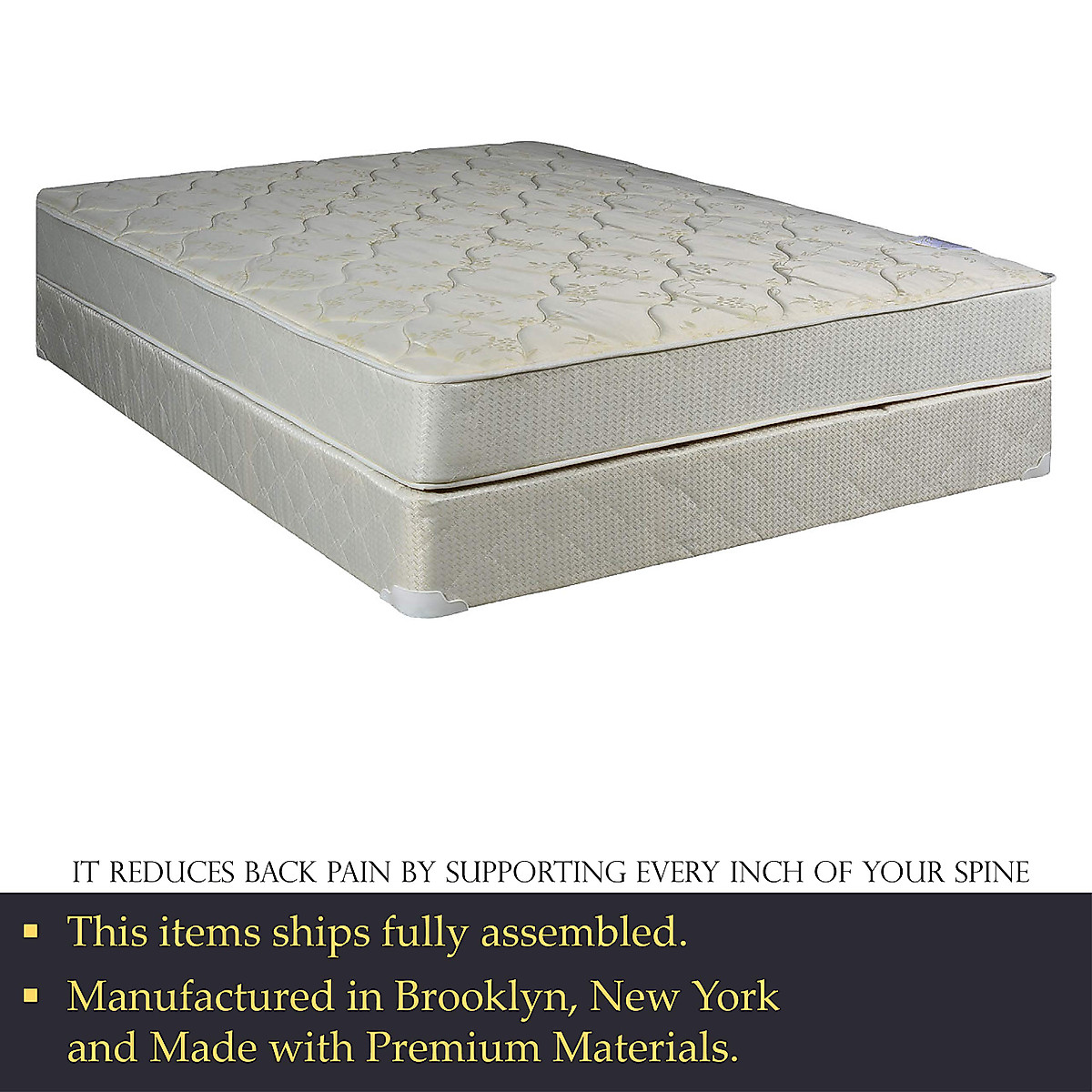 Mayton 9-Inch Gentle Firm Tight top Innerspring Mattress And 8-Inch Wood Box Spring/Foundation Set With Frame Full