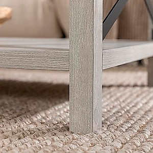 Walker Edison Sedalia Modern Farmhouse Metal X Coffee Table, 40 Inch, Stone Grey