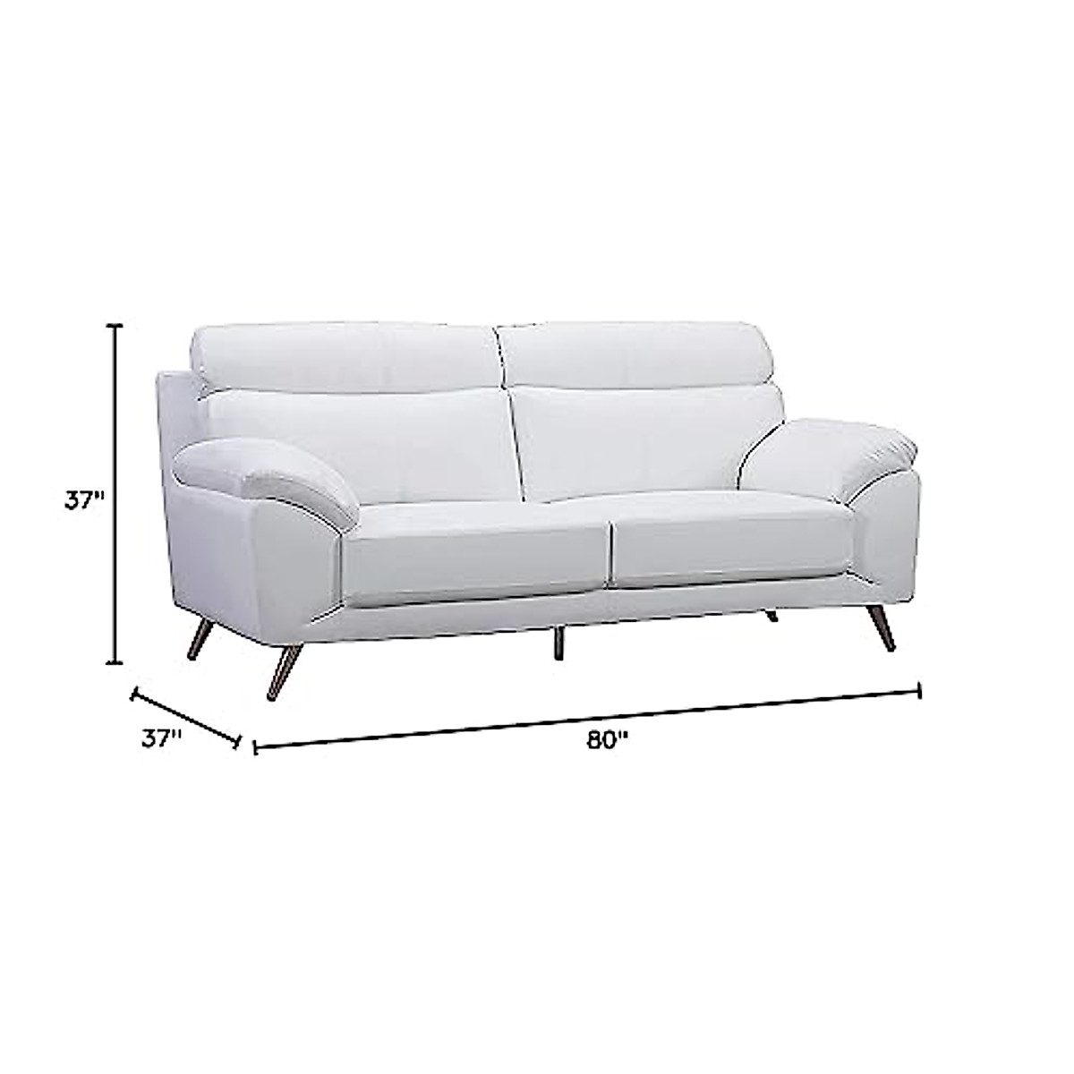 American Eagle Furniture EK528 Modern Top Grain Italian Leather Living Room Sofa, White