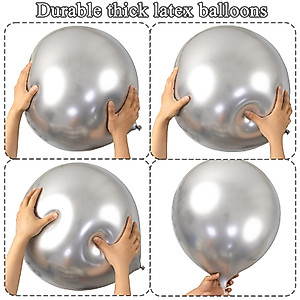 30pcs Silver Balloons 18 Inch Large Sliver Metallic Chrome Balloons Big Latex Balloons for Christmas Birthday Wedding Baby Shower Party Decorations