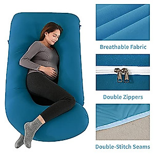 Wndy&#039;s Dream Pregnancy Pillow Cover J Shaped Pillowcase, Full Body Maternity Pillow Replacement Cover, Breathable, Machine Washable