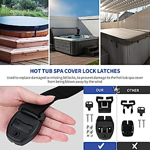 Spa Cover Clips, 6 Pack Hot Tub Cover Clips Broken Latch Repair Kit for Spa Hot Tub Cover Clip Locks with 6 Slides 6 Keys 6 Double-Sided Stickers and 12 Screws
