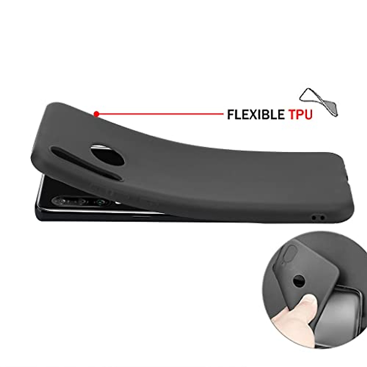 FZZSZS Case for Motorola ThinkPhone + Tempered Glass Screen Protector Protective Film,Soft Gel Black Case Shell TPU Silicone Protection Phone Cover for Motorola ThinkPhone (6.6") - KE103