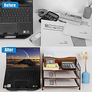 Aimeaihe Wood File Organizer, Metal Desk File Organizer with 3 Paper Letter Trays and 2 Vertical Upright Folder Holders, Desk Organizers and Accessories for Office Home School, Black