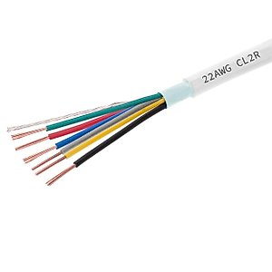 InstallerCCTV 22 AWG 6 Conductors Shielded Security Alarm Wire Cable, Riser Alarm Control Cable, 125ft Spool Full Copper for Fire/Sound/Security Burglar Station Wire Security
