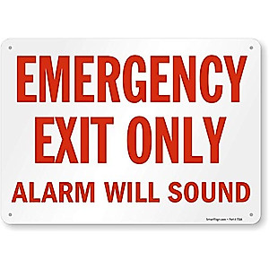 SmartSign "Emergency Exit Only, Alarm Will Sound" Sign | 10" x 14" Plastic