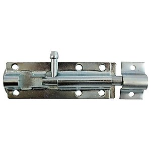 TimCo New Straight Tower Zinc-6" Flush Fitting Gates and shed Doors in a Closed Position, Adding Increased Security-One Bolt in a Pack and fixings Included, Silver