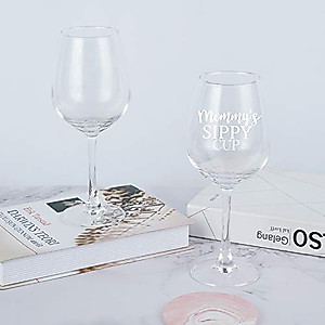 Mother’s Day Gift - Mommy’s Sippy Cup Wine Glass 15Oz, Funny Mom Wine Glass Gift for Wife Mom New Mom First Mom, Perfect Birthday Christmas Gag Gift from Husband Son Daughter Kids