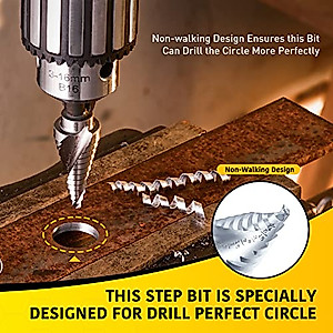 Anfrere M35 Cobalt Quick Change Step Bit for Stainless Steel Sheet, 3/16"-7/8" Titanium Cone Drill Bits for Steel Metal Sheet Hole Drilling Cutting, Multiple Hole Sprial Unibit, Stepped Up Bits
