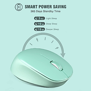 Trueque Wireless Mouse E702 2.4GHz Portable Computer Mouse with USB Receiver, Comfortable Silent Mice for Laptop, Chromebook, PC, Notebook, Desktop, Windows, Mac (Mint Green)