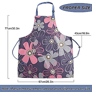 2PCS Floral Aprons for Women with Pockets, BOCTTCBO Adjustable Cute Cooking Aprons for Kitchen Baking Gardening Cleaning (floral)