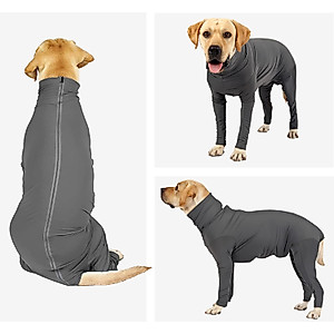 HDKUW Dog Recovery Suit, Dog Shedding Suit Onesie, After Surgery Dog Shirt, E Collar Alternative Anxiety Calming Shirt for Dog Gray XL