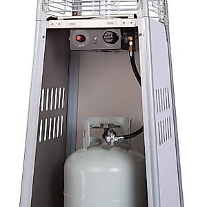 Fire Sense 60523 Pyramid Flame Patio Heater 40,000 BTU Outdoor Propane Heater Tower with Wheels - Stainless Steel