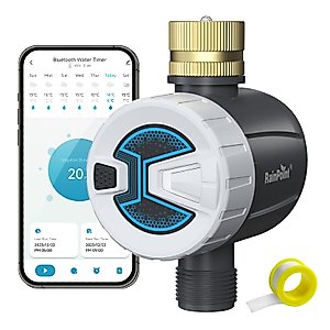 RAINPOINT Bluetooth Hose Timer with Brass Inlet,Smart Water Timer for Garden Hose,Sprinkler Timer with Rain Delay/Manual/Auto Watering, App Control