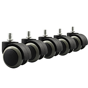 YIOVVOM Floor Protecting Rubber Office Chair Caster Wheels (Set of 5) fit for Metric M10x12 mm Screw Stem Chinese standard chairs 2 Inch (Black/Gray)
