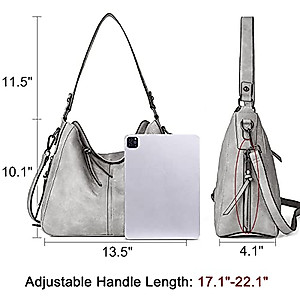 CLUCI Purses and Handbags for Women Leather Hobo Tote Fashion Ladies Crossbody Large Bucket Shoulder Bag Vintage Two Toned Grey and Women Wallet Large Capacity Leather Zipper Bundles