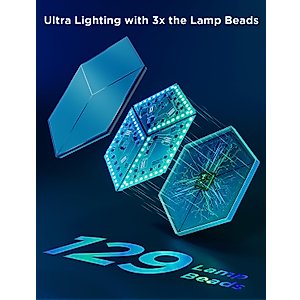 Govee Glide Hexagon Light Panels Ultra, 3D Wall Lights with DIY Program, RGBIC LED Gaming Lights for Wall, LED Lights for Gaming Setup with 129 Lamp Beads, Works with Alexa, 10 Pack, Meteor Gray