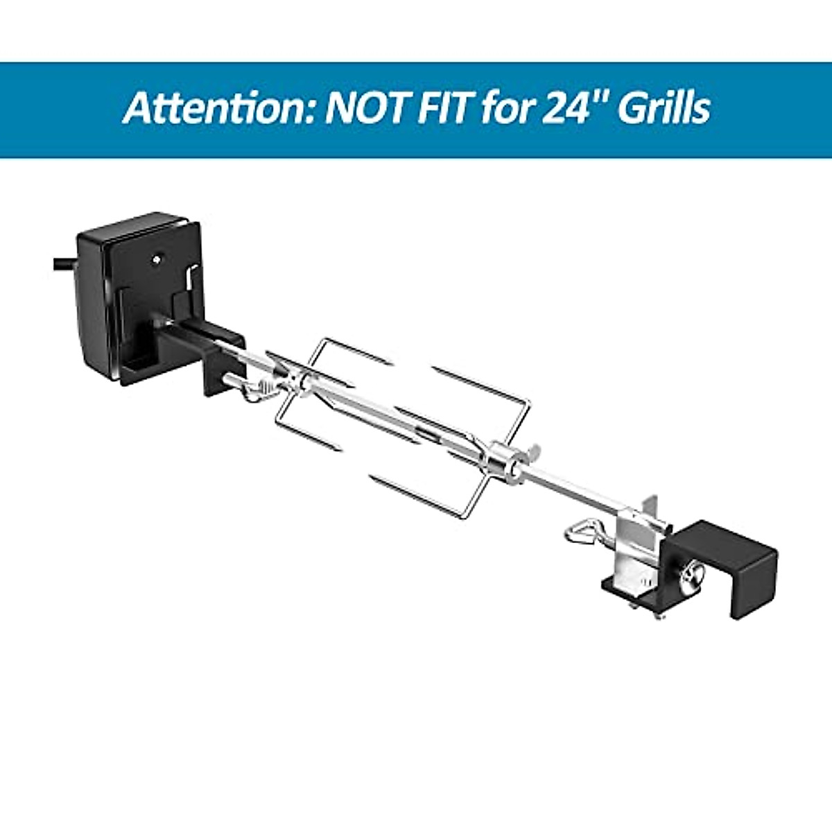 Skyflame Stainless Steel Rotisserie Kit with Heavy Duty Rotisery Motor & Accessories - Compatible with Large BGE | Kamado Joe | Pit Boss & Other Outer Diameter 21.5"-23", 28"-29.5" Ceramic Grill