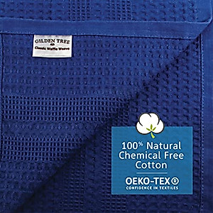GILDEN TREE Waffle Towel Quick Dry Thin Exfoliating, 4 Pack Washcloths for Face Body, Classic Style (Indigo)