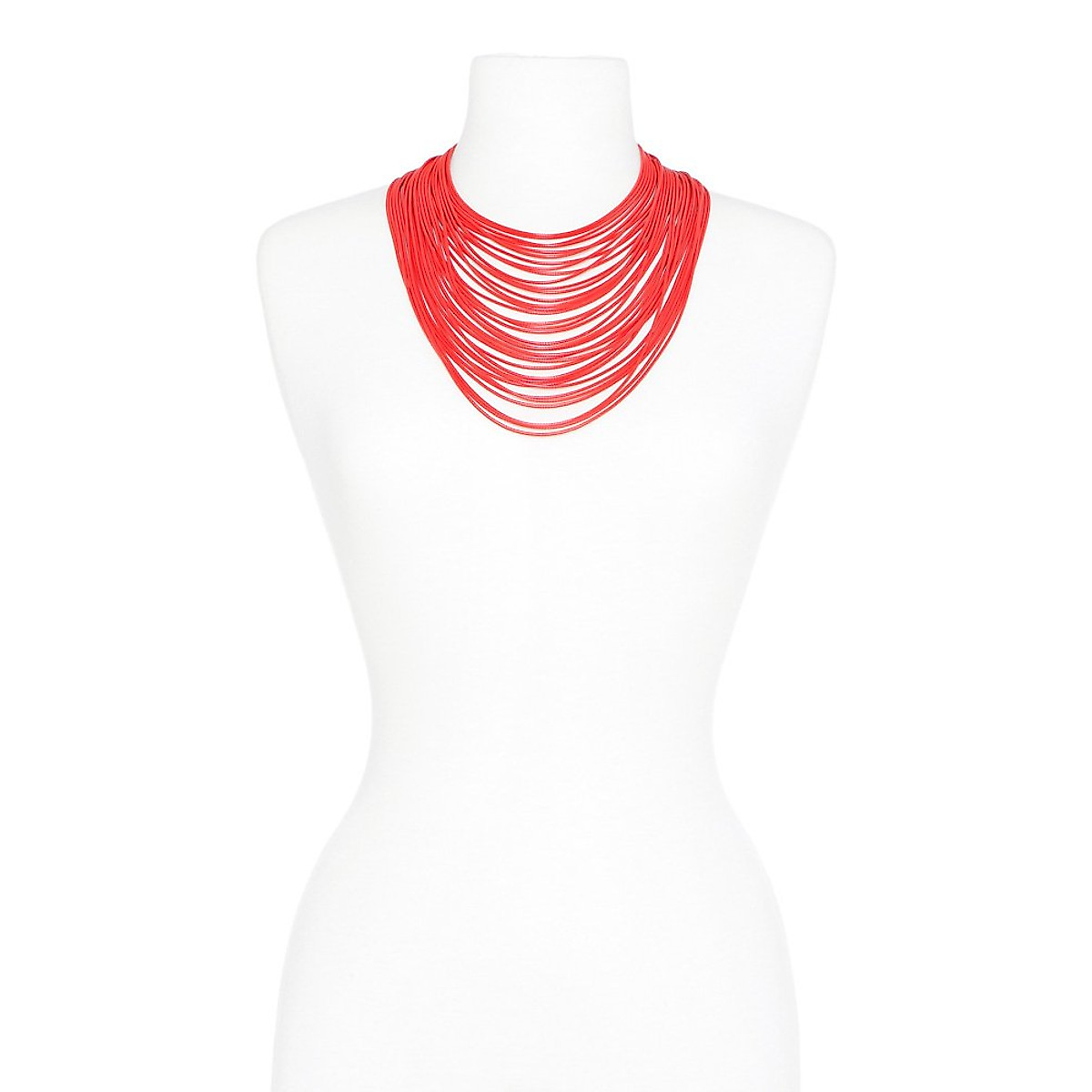 ZENZII Multi Strand Statement Bib Necklace for Women (Red)