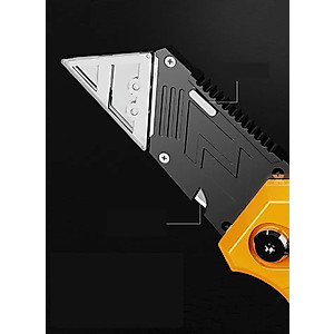 Veltec Pro Folding Utility Knife with 3 Extra SK5 Blades (Black)