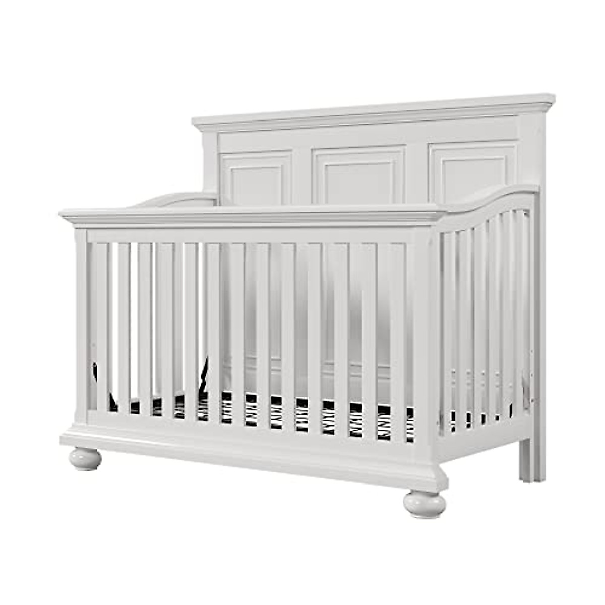 Pvillez Farmhouse Style 4-in-1 Convertible Crib, Full Size Convertible Crib, Converts from Baby Crib to Toddler Bed, Daybed and Full-Size Bed, 3 Mattress Height Settings (White)