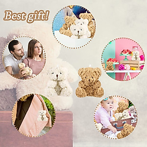 10 Pieces Plush Mini Teddy Bear 4 Inch Stuffed Animals Tiny Soft Bear Doll for Graduation Birthday Wedding Baby Shower Decorations Party Favors DIY Keychain Bag Decor(5Brown,5Apricot)