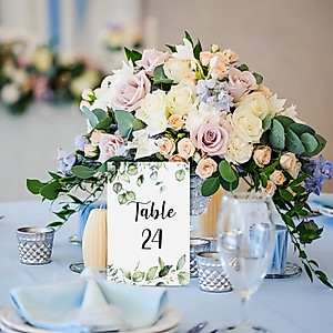 31 Pieces Wedding Table Numbers Cards 1-30 with Head Table Numbers Greenery Eucalyptus Table Cards Double Sided Party Table Numbers for Reception Baby Shower Anniversary Birthday Bridal Party
