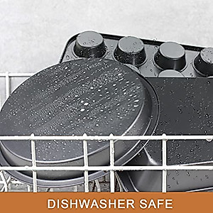 Wokic Nonstick Baking Pans Set - 5-Piece Baking Sheet with Round Cake Pan, Square Cake Pan, Loaf Pan, Muffin Pan, and Roasting Pan, Dishwasher Safe, Oven Safe, and Easy to Clean