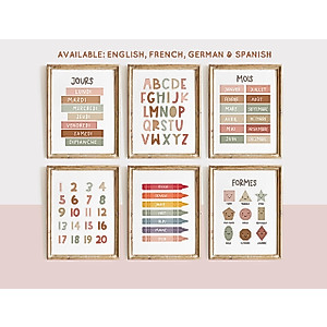 365DOROTEYA Abc Wall Art - Playroom Wall Art, Alphabet Print, Kids World Map, Kids Abc Poster, Educational Room Decor Maps Of The World And United States Set 6 11X14