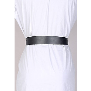 Block Garden Women Big Buckle Corset Belt Double Strap Tie Knot PU Leather Belts, 01 Black