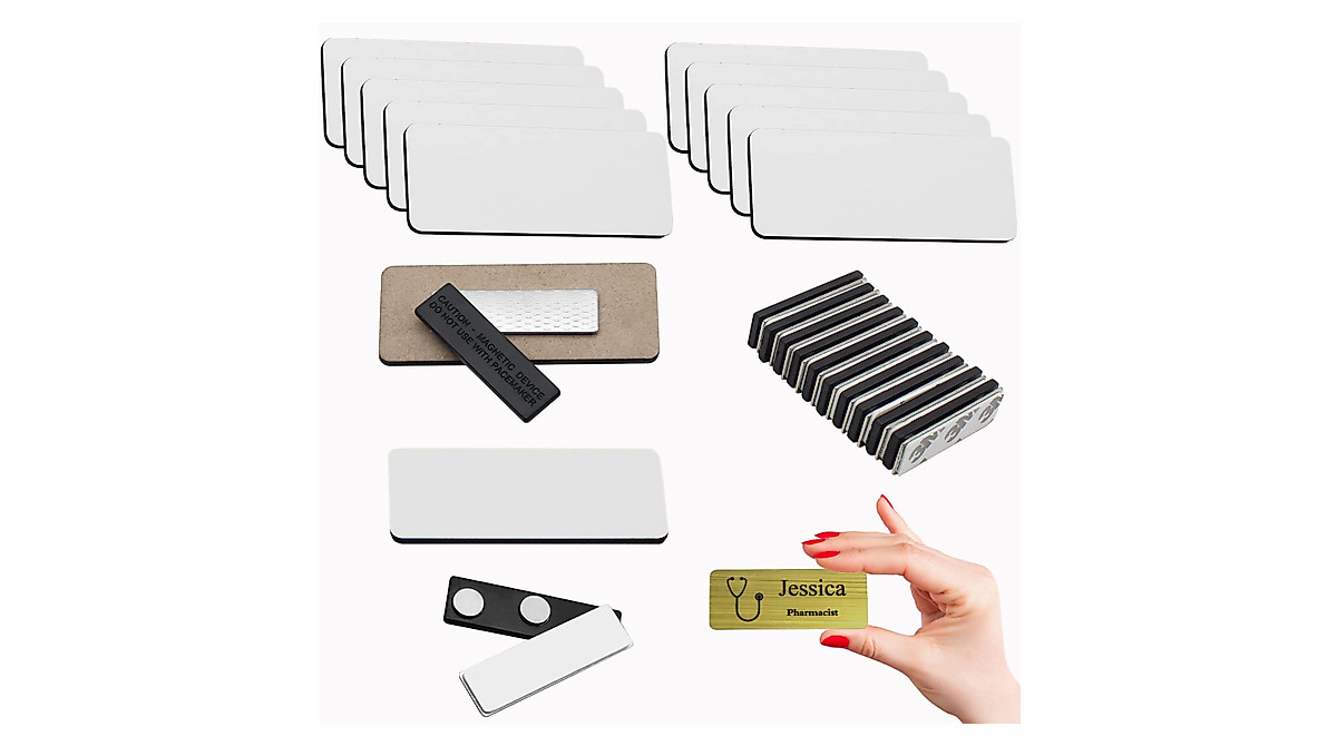 10 Pack Magnetic DIY Name Tags - Personalized Sublimation Badges