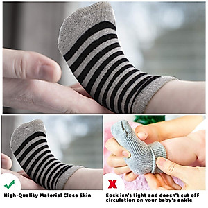 Baby Boy Socks, 12 Pairs Non Slip Toddler Socks Cotton Grip Socks Toddler Socks with Grippers for Baby Boy Infant