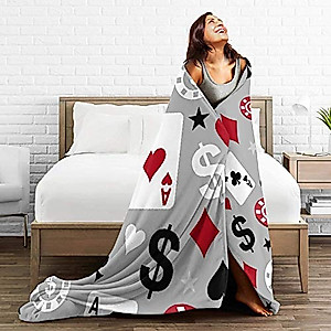 Janrely Ultra-Soft Micro Fleece Blanket,Poker Casino,Home Decor Warm Throw Blanket for Couch Bed,60"X 50"