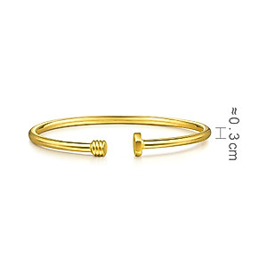 CHOW SANG SANG Dazzling Mirror Gold 999.9 24K Solid Gold Price-by-Weight Gold Simple Screw Polished-Finished Stacklable Cuff Bangle for Women 93371K