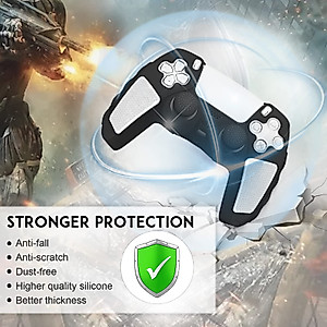 SIKEMAY Anti-Slip PS5 Controller Skin, Soft Thicken Non-Slip Studded Silicone Gel Grip Protective Cover Case for PlayStation 5 Controller Grip, 2 Pack with 8 x Thumb Grip Caps