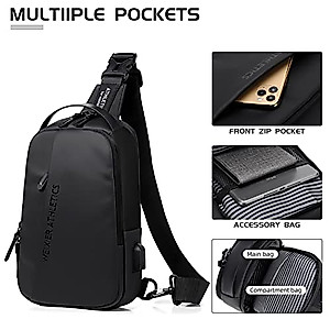 Konelia Crossbody Sling Bag Men Backpack Shoulder Bag Waterproof Chest Bag Backpack for Hiking Walking Biking Travel Cycling