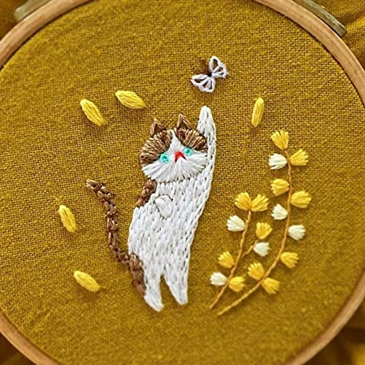 Mantouxixi Embroidery Starters Kit with Pattern & Instructionsfor Beginners, Cross Stitch Kits with Embroidery Hoops, Stamped Embroidery Cloth, Colored Threads and Needles