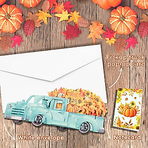 Yaaaaasss! Fall Pop Up Greeting Card 3D Pumpkins and Maple Autumn Leaves with Pickup Truck Card for Mom Wife Teachers Gift for Anniversary Birthday Appreciation Thankful Card