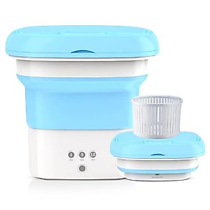 New Jalisco Portable Washing Machine, Foldable Mini Washing Machine, Small Washer for Baby Clothes, Underwear, or Small Items, Excellent Choice for Apartment, Dorm, Camping, RV (Blue)